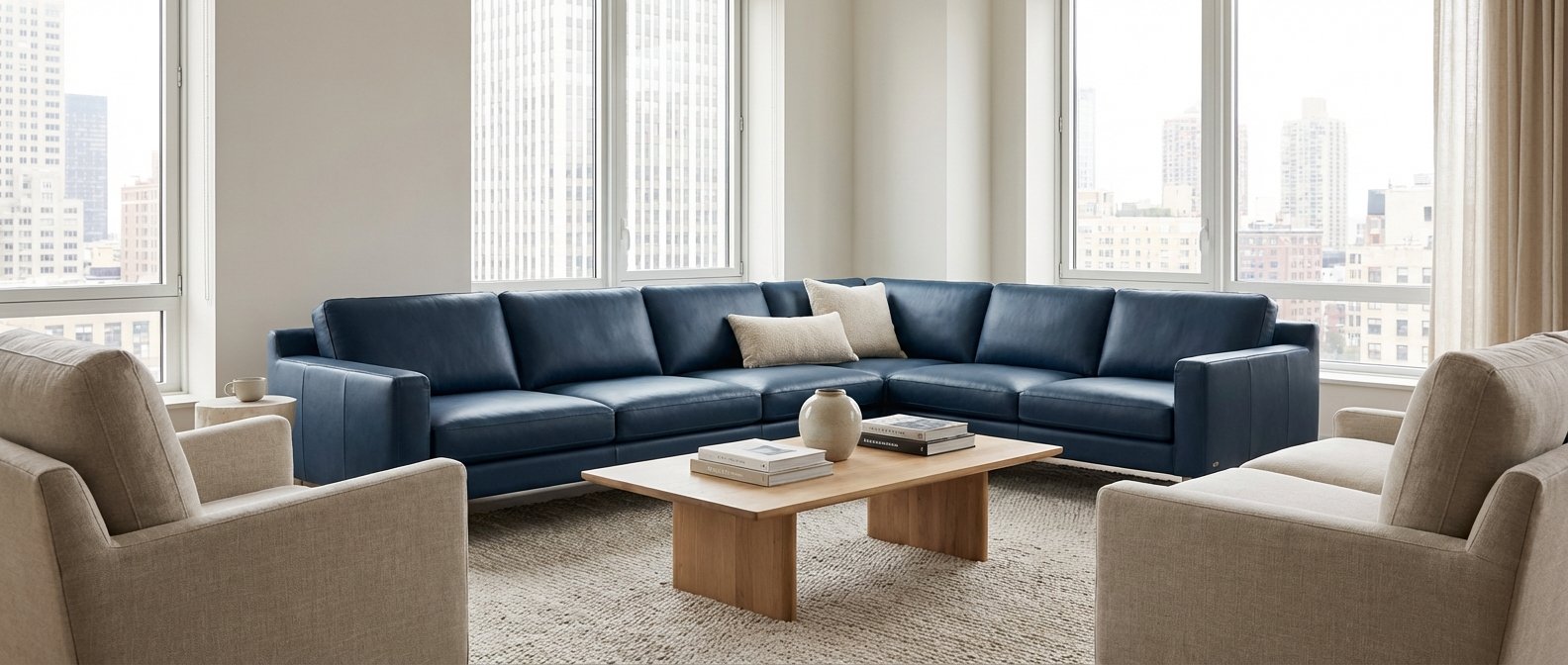 Blue Leather Sofa Ideas & Trends: Modern Styles and Buyer’s Guide ...